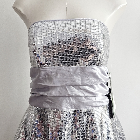 Masquerade | Dresses | Y2k Masquerade Silver Sequin Strapless Party ...